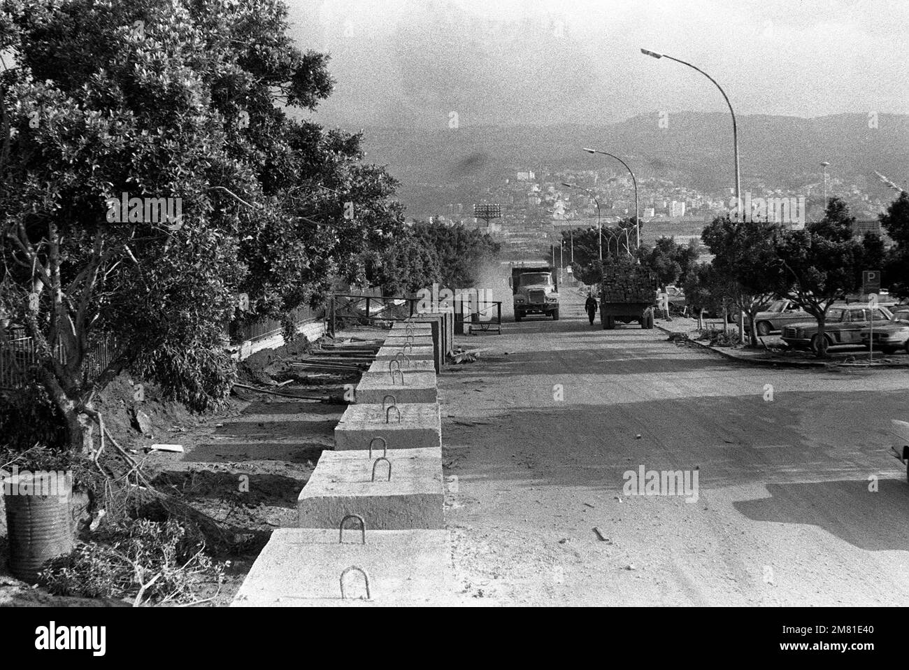 Large cement blocks called "Dragon's Teeth" have been placed along the ...