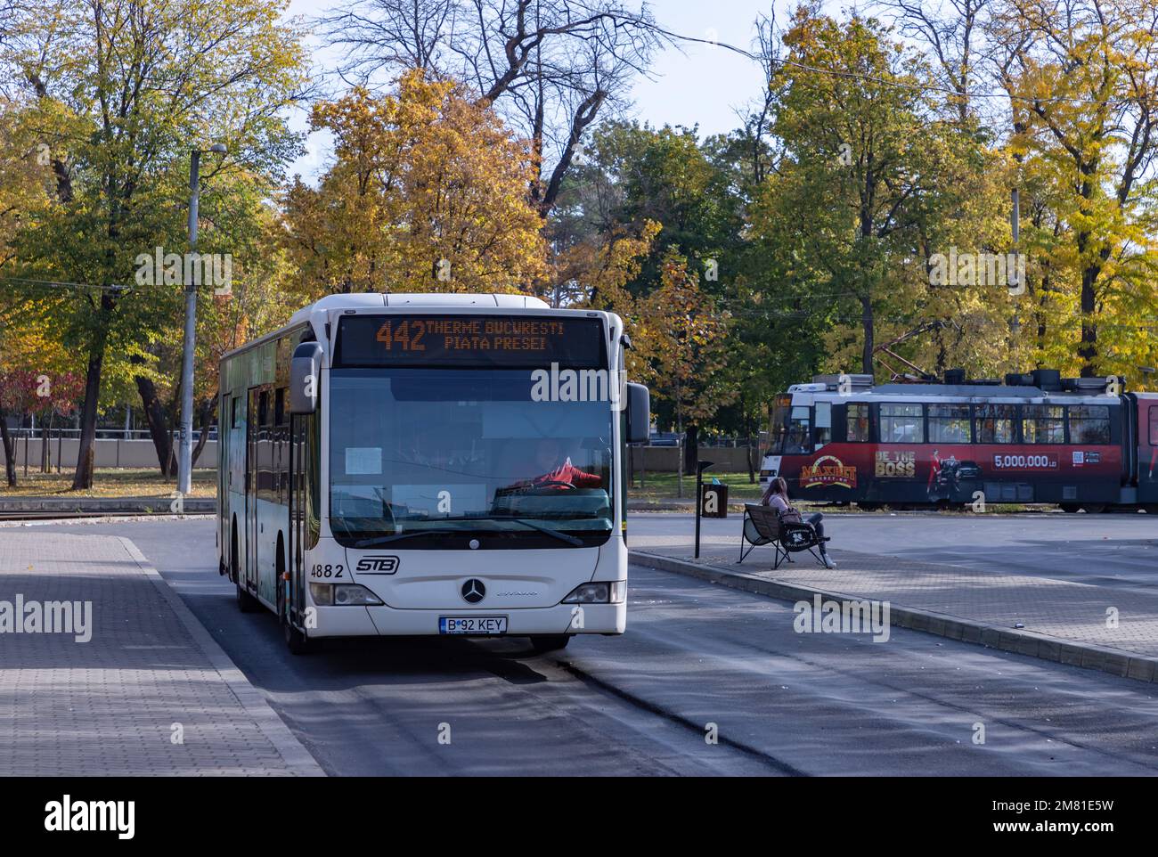 A picture of a Bucharest bus in the fall Stock Photo - Alamy