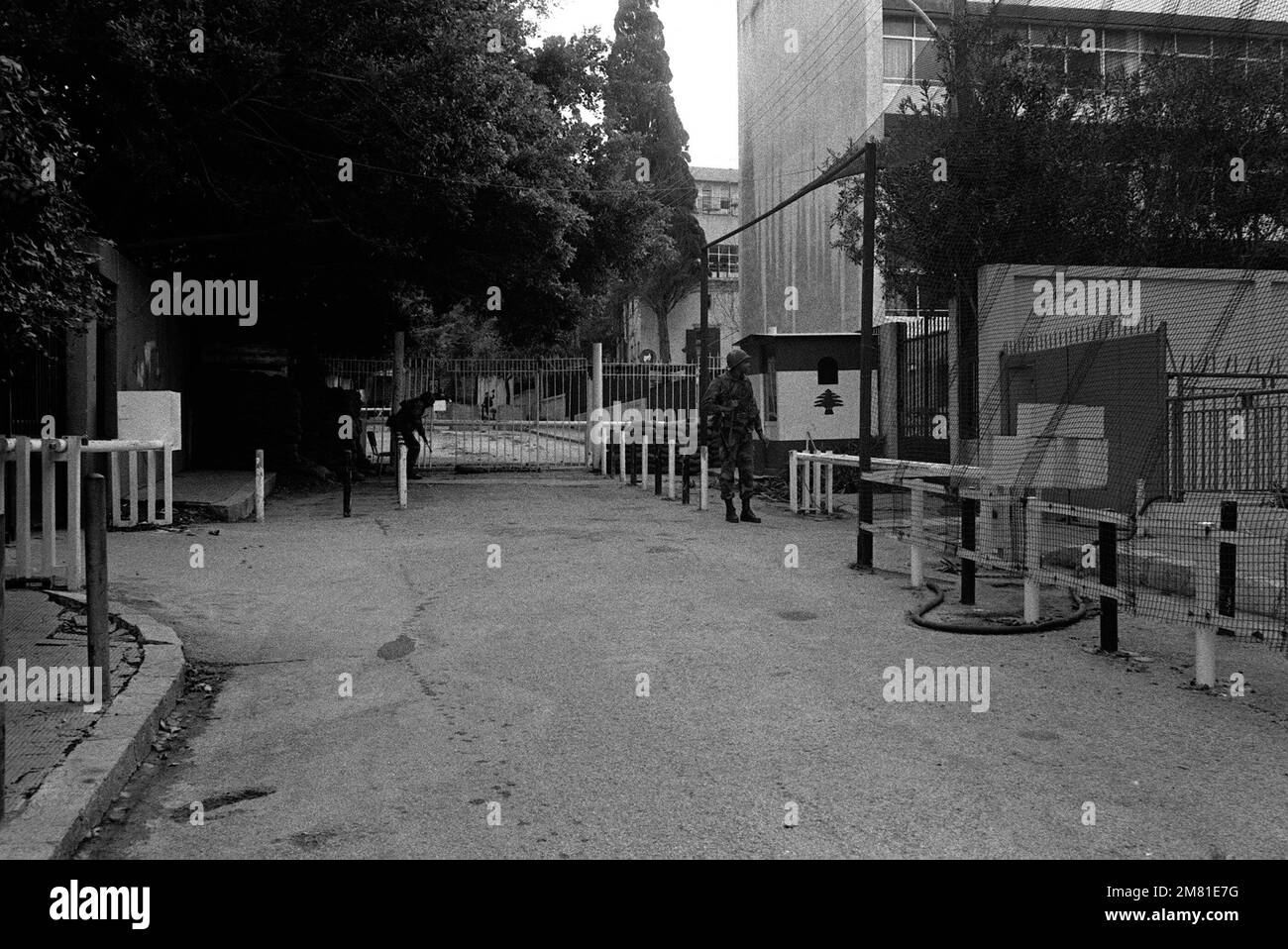 Marines guard a gate leading into the US Embassy compound during their ...