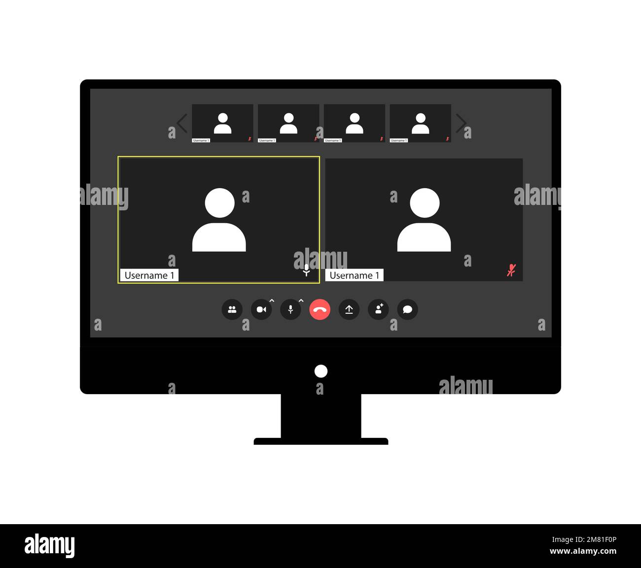 Video call program window with 6 users. UI UX template for video ...