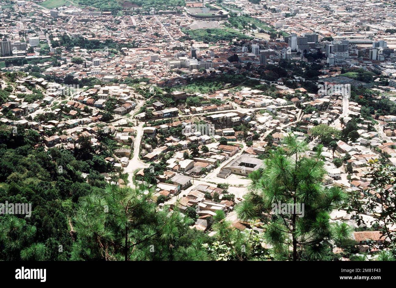 An aerial view of Tegucigalpa, the capital city. Country: Honduras (HND ...