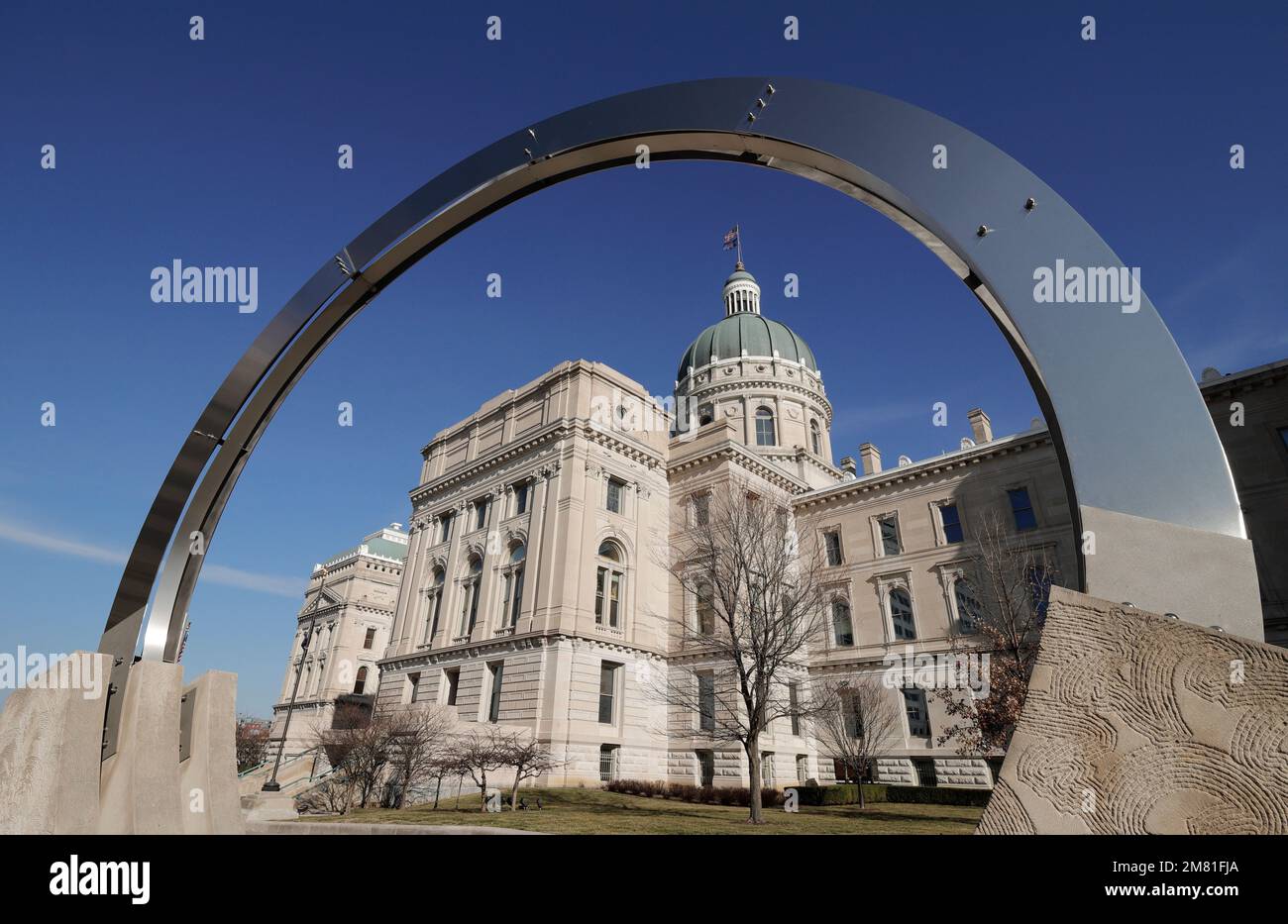 Indianapolis - Circa January 2023: Indiana State House framed by Dale ...