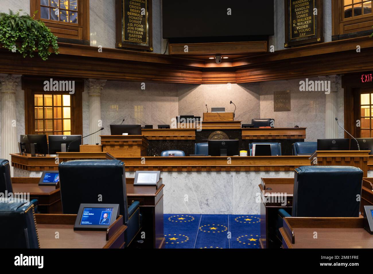 Indianapolis - Circa January 2023: Indiana State Senate chambers. The ...