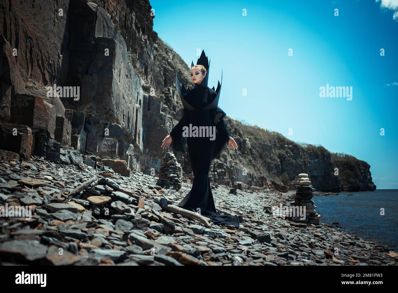 black queen at the coastal cliffs Stock Photo - Alamy