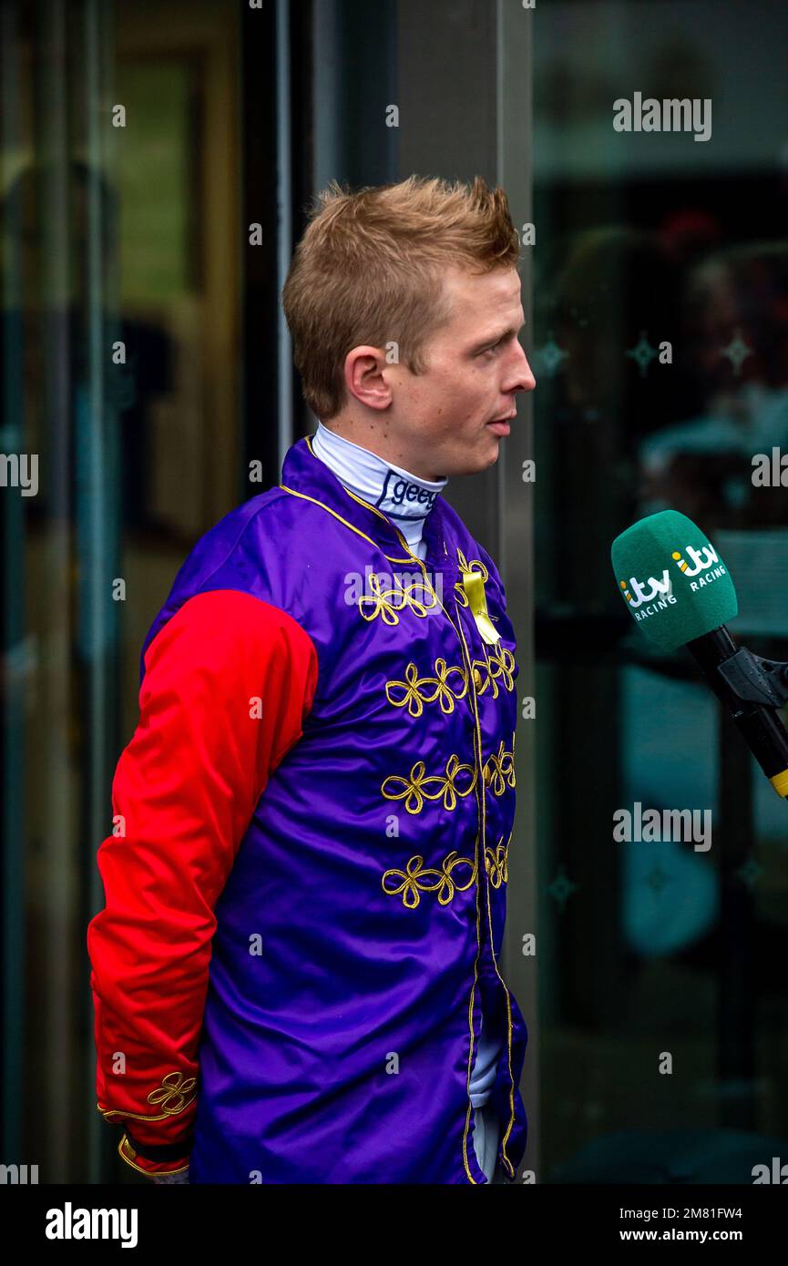Ascot, Berkshire, UK. 2nd October, 2021. Jockey David Probert wears Her ...