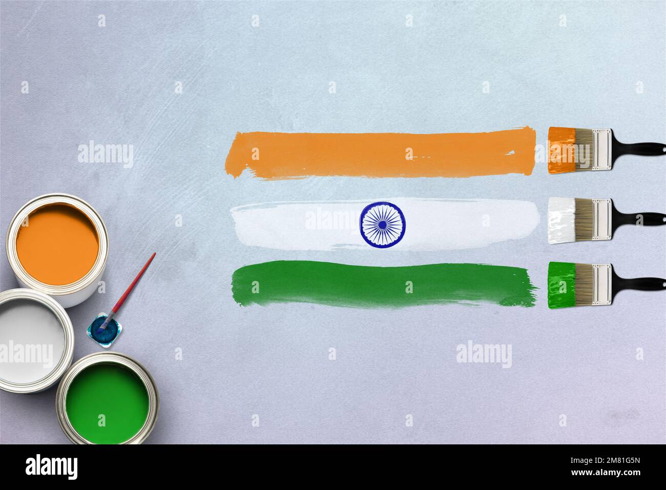 Creative concept of Indian tricolor flag created using paint brush and ...