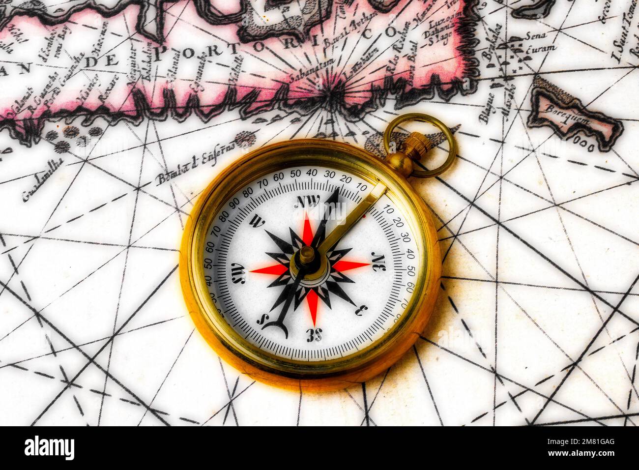 Brass Compass Close Up Stock Photo - Alamy