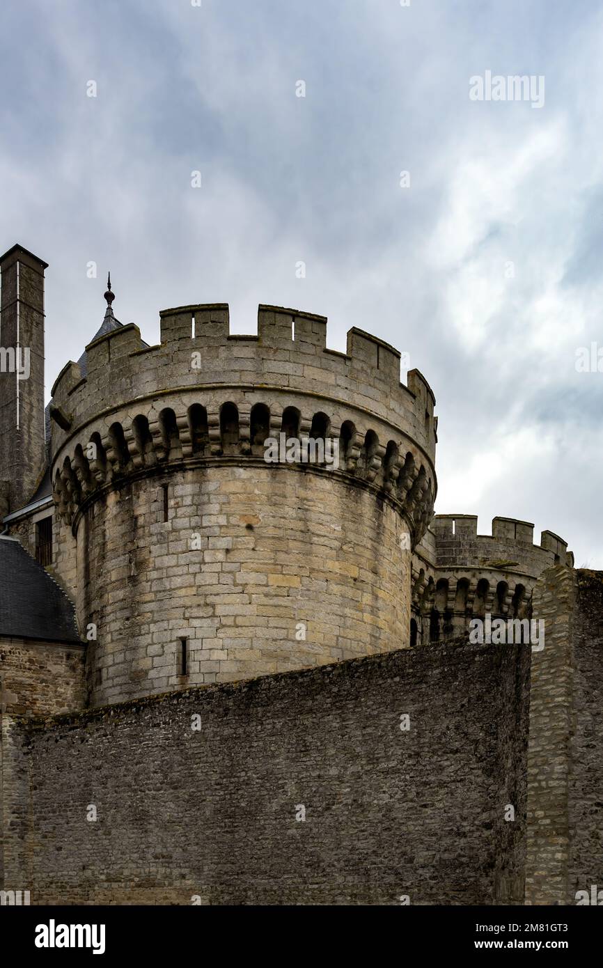 Detail of the medieval castle of the Dukes of Alençon, Normandy, France ...