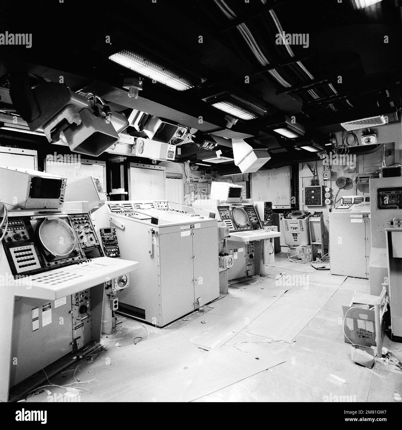 An interior view of the Combat Information Center room aboard the Oliver Hazard Perry-class ...