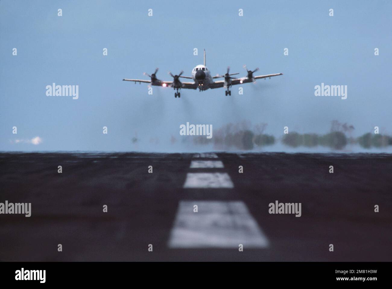 A Patrol Wing 2 P-3 Orion aircraft takes off from the airstrip. Base ...