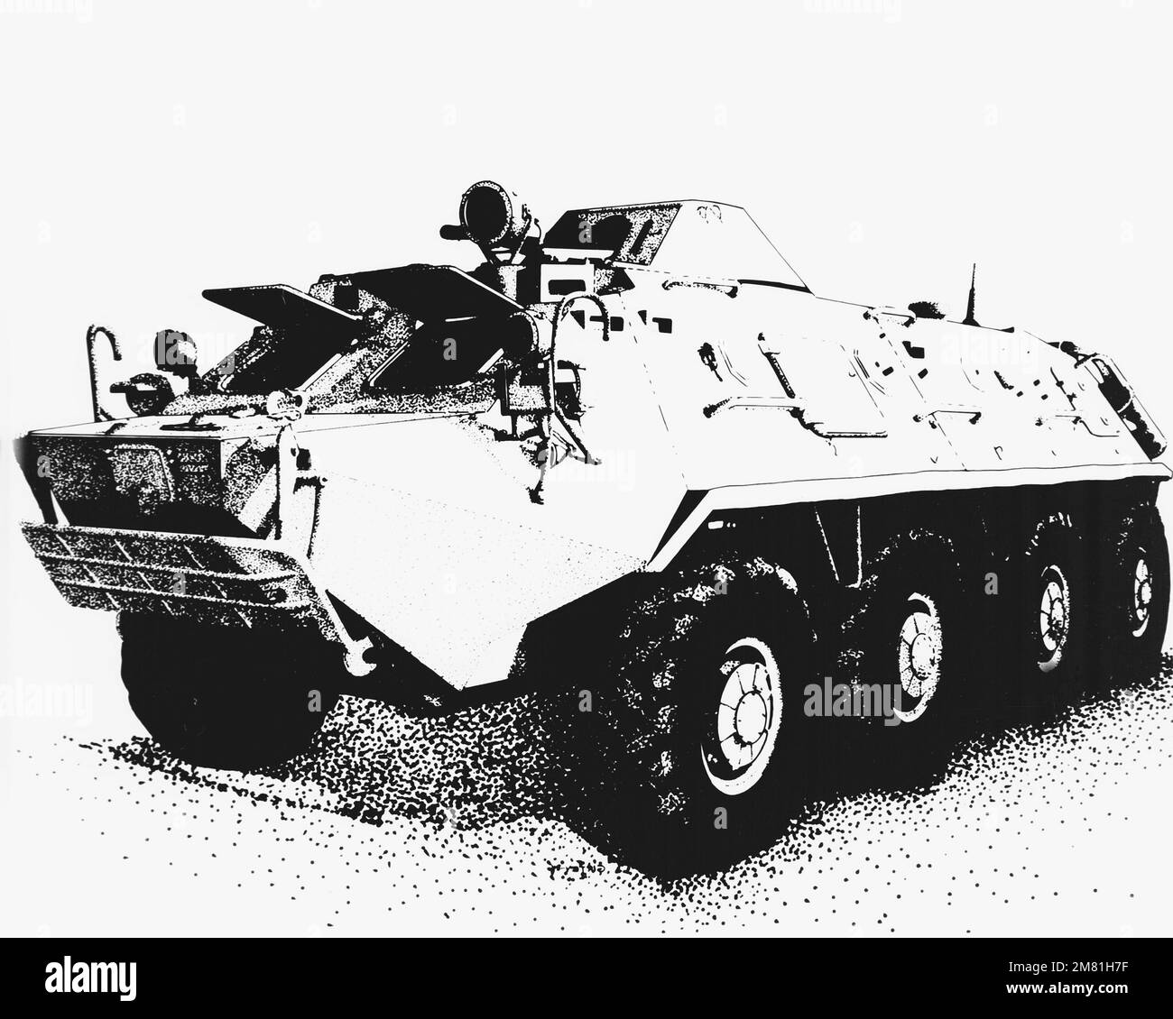 Artwork: A left front view of a Soviet BTR-60 armored personnel carrier ...