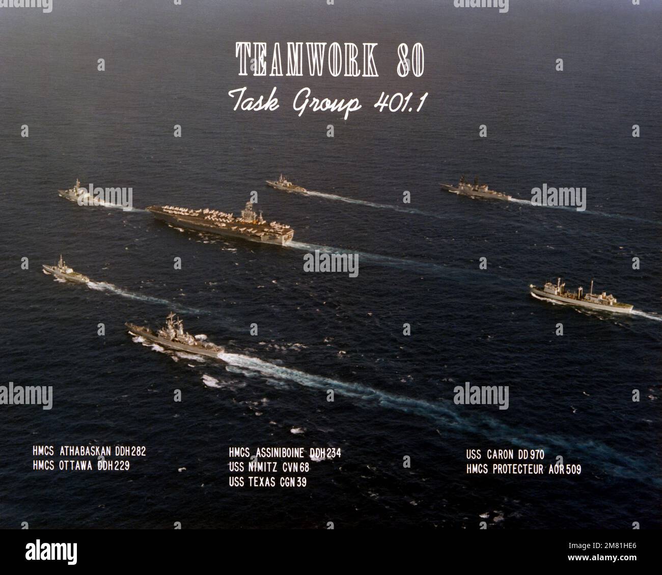 A port beam view of ships from Task Group 401.1 underway during joint ...