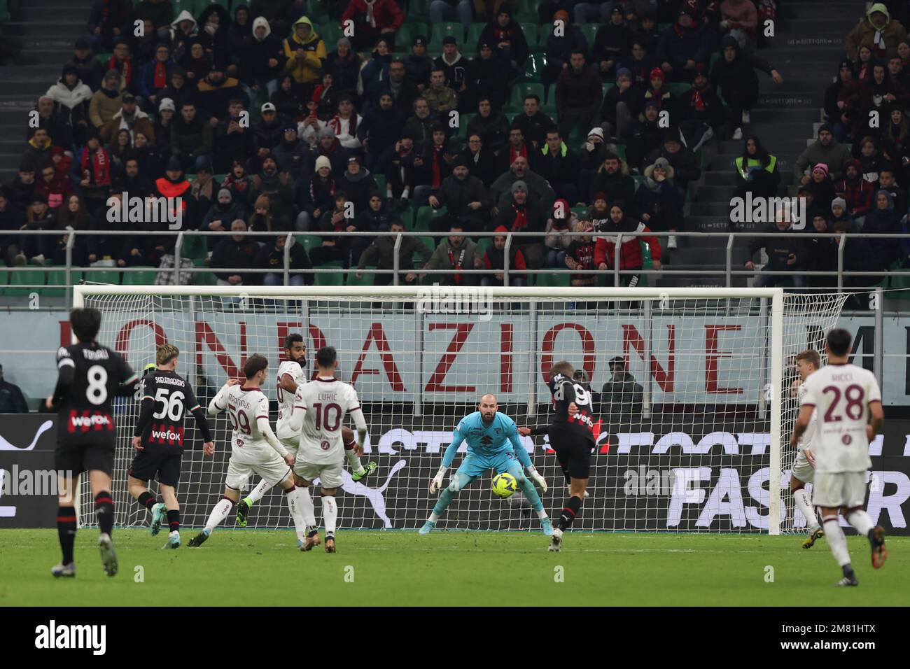 Charles De Ketelaere of AC Milan in action during Coppa Italia 2022/23 ...