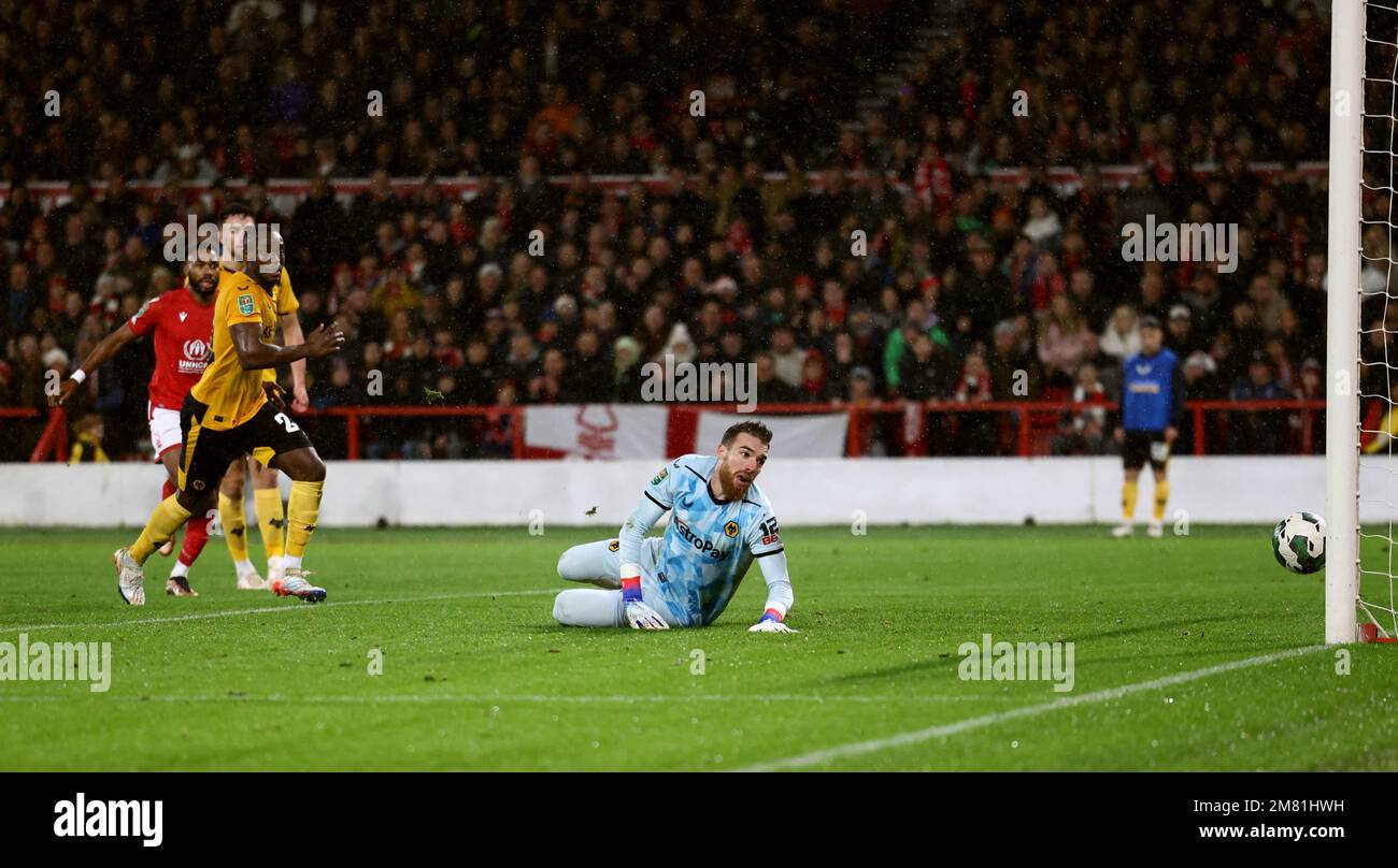 Nottingham, England, 11th January 2023. The ball hits the post and ...