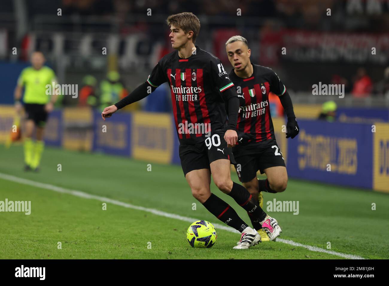 Charles De Ketelaere of AC Milan in action during Coppa Italia 2022/23 ...