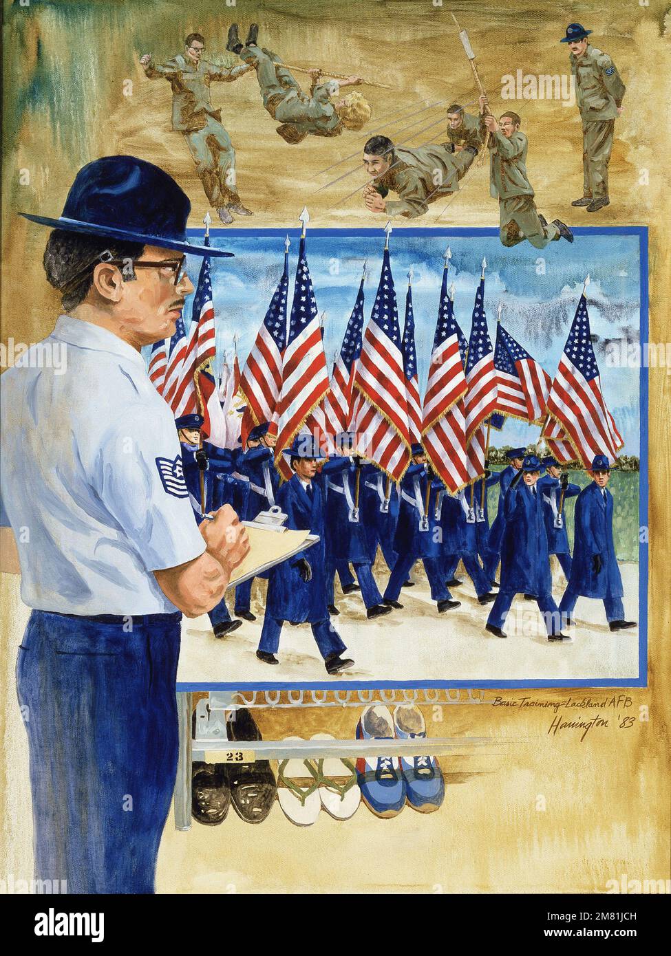 Artwork: "Basic Training - Lackland AFB" Artist: Harry Harrington, USAF ...