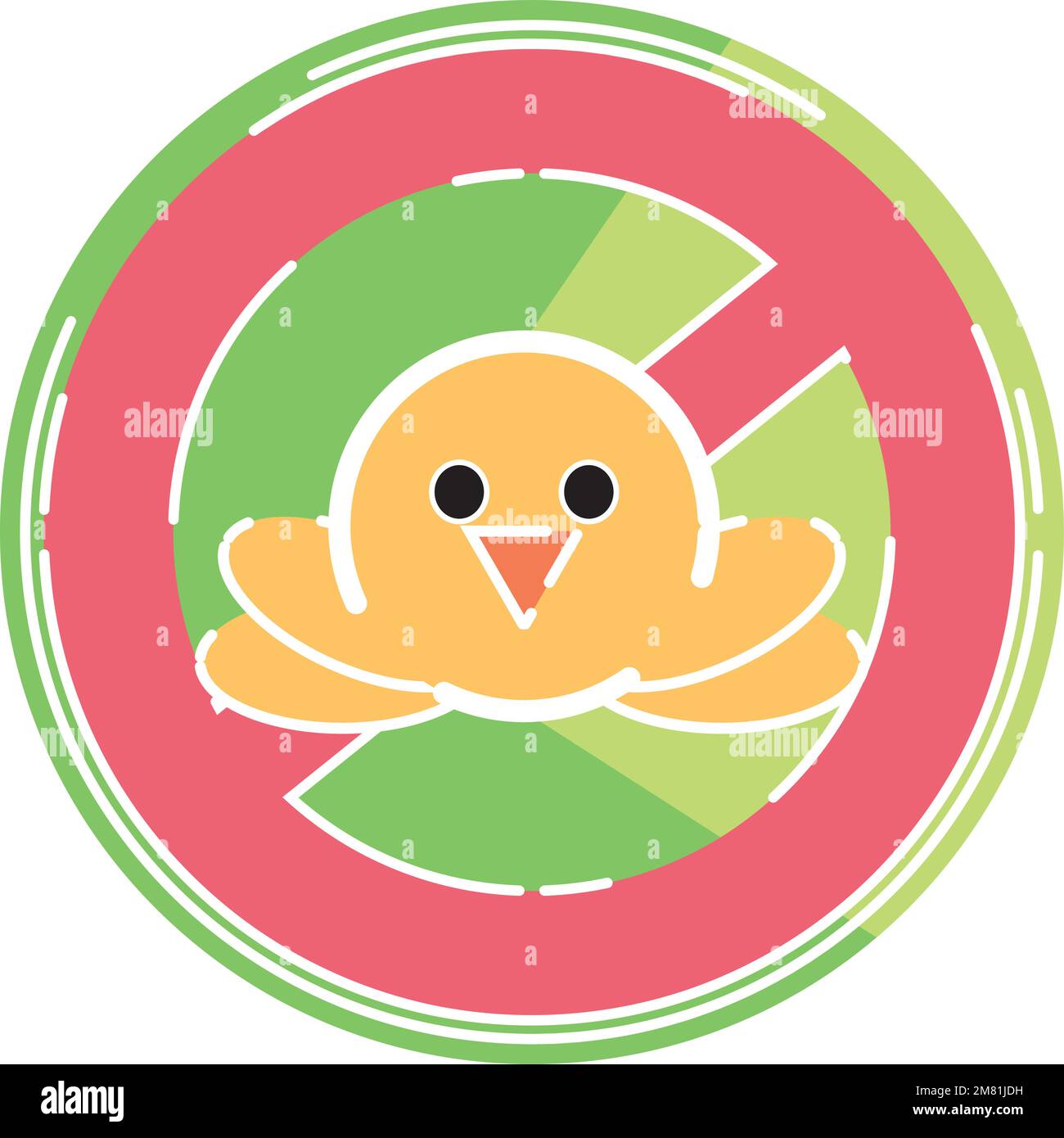 Isolated cute little chicken avatar on prohibion signal Vegan lifestyle ...