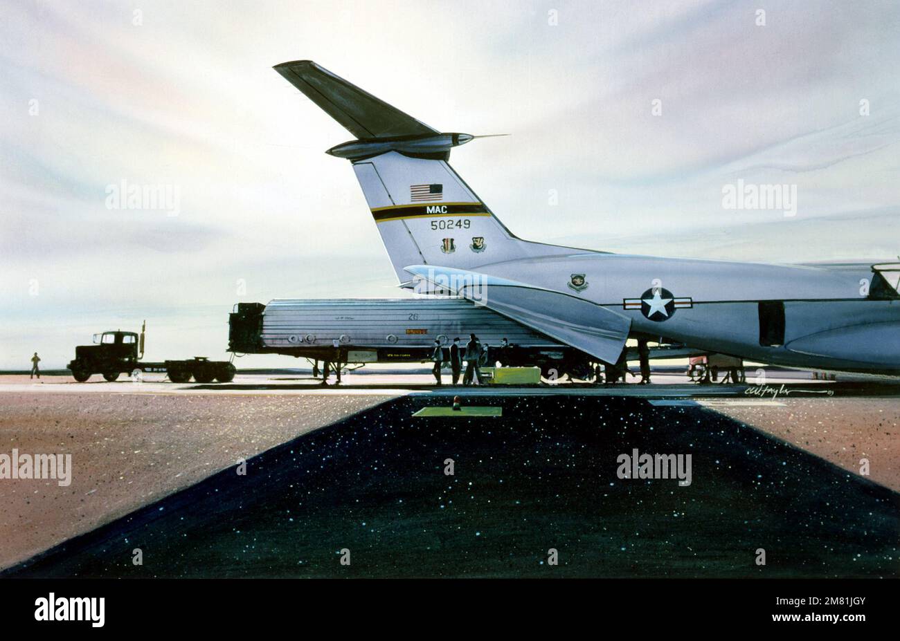 Artwork: "Minuteman ICBM Being Loaded Into a C-141, Vandenberg AFB ...
