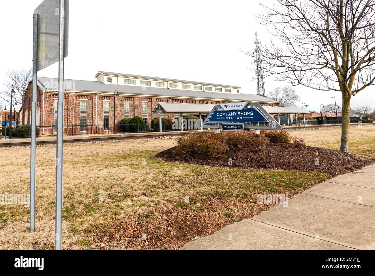 BURLINGTON, NC, USA-2 JAN 2023:The Amtrak Company Shops Station ...