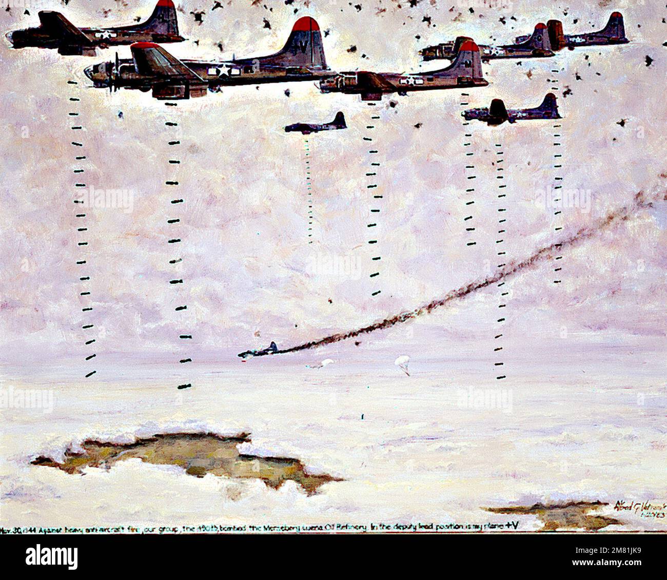 Artwork: "Raiding Leuna Oil Refinery" Artist: Alfred Vetromile (US Air ...