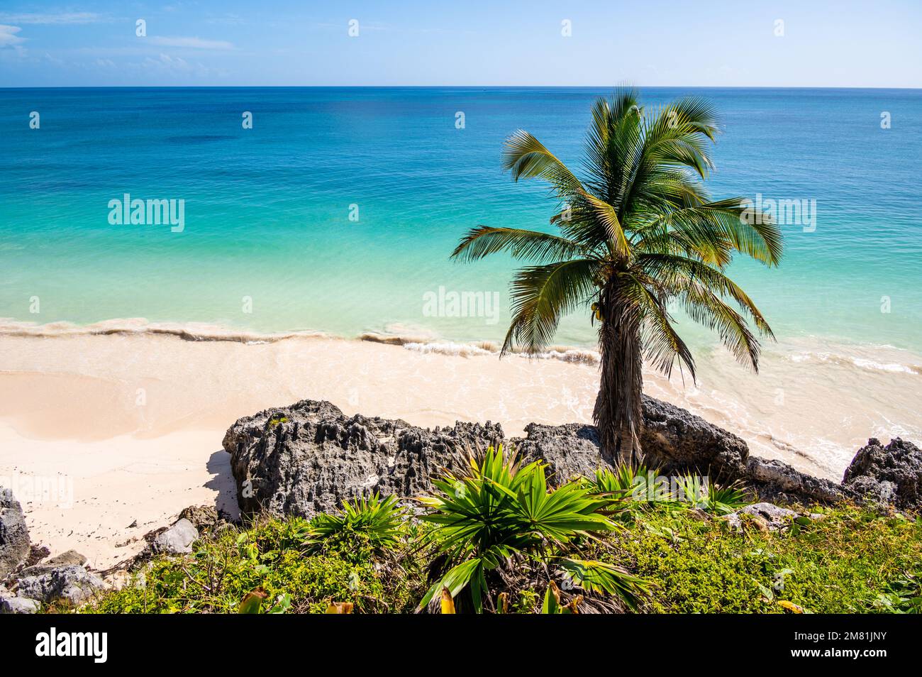 Stunning Caribbean beach near Tulum ruins in Mexico Stock Photo - Alamy