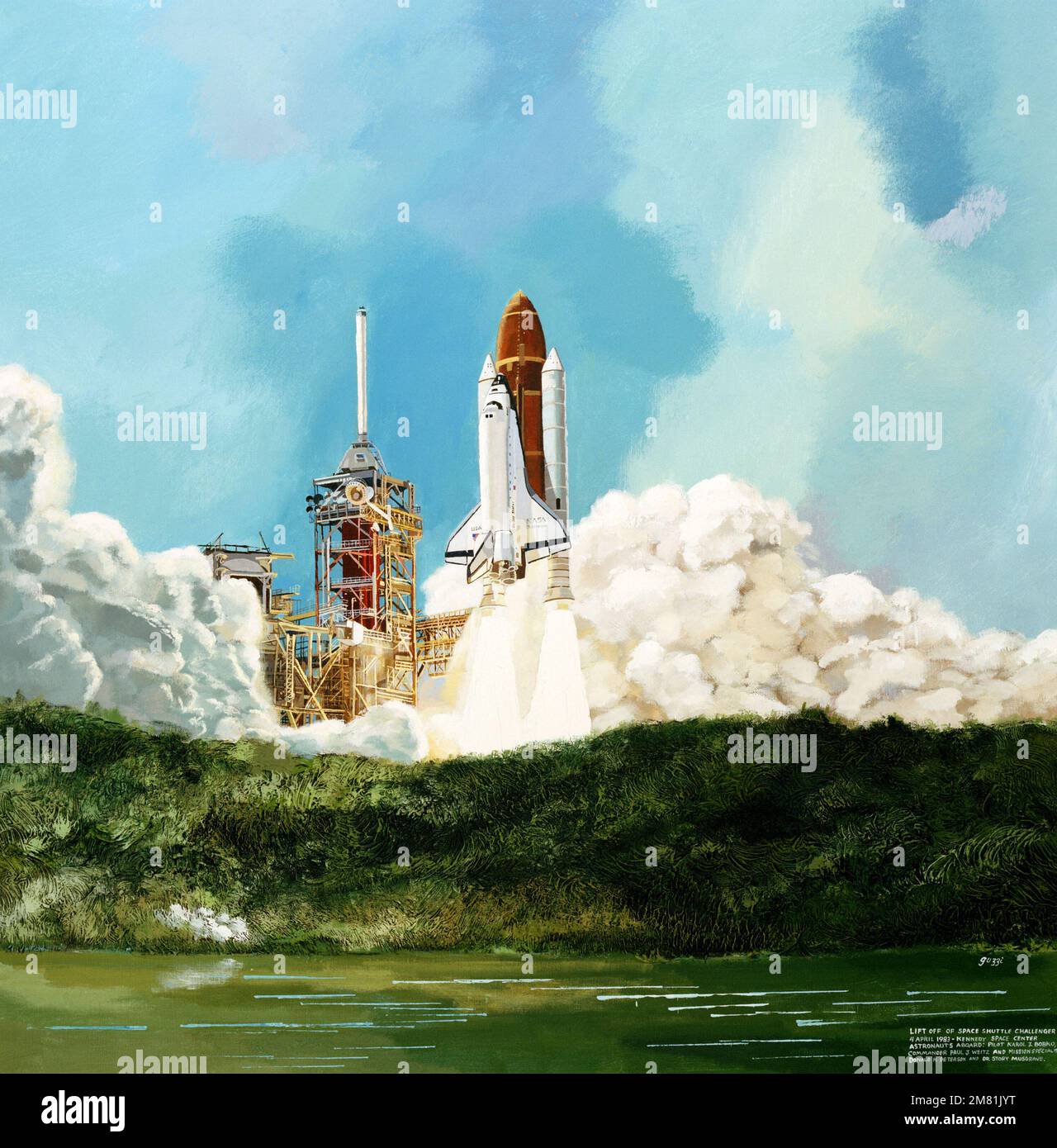 Artwork: "Liftoff of Space Shuttle Challenger" Artist: George Guzzi ...