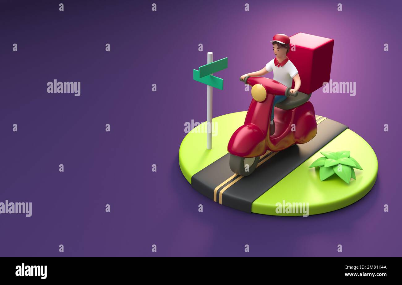 Isolated Delivery Motorcycle. 3D Illustration Stock Photo - Alamy