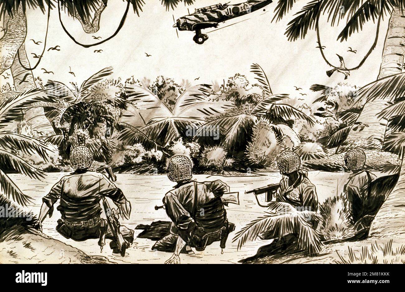 Artwork: "Jungle Watch for Marines", ink, 9-7/8"x 15". Artist: Herb ...