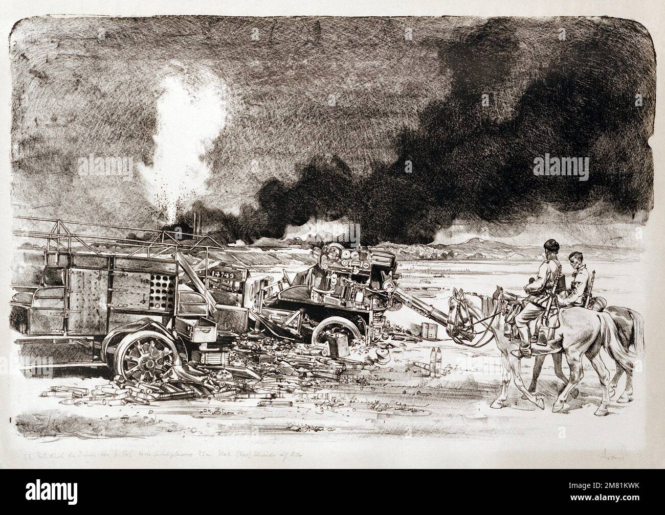Artwork: "Abandoned 75 mm A/A Equipment," La Panne, France, 1940 ...
