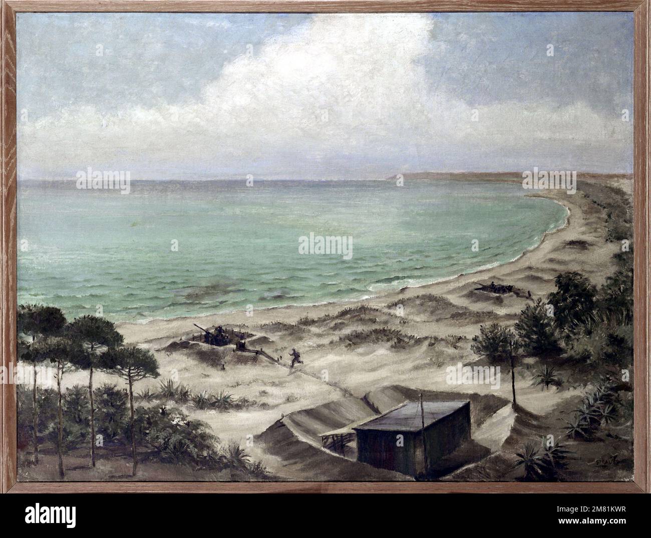 Artwork: "Flak Gun Position on Sicilian Beach," Italy. Artist: Wilhelm ...