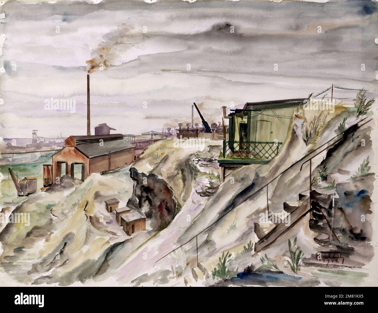 Artwork: "German Flak Guns Near Plants at Duisburg," Russia, 1942 ...