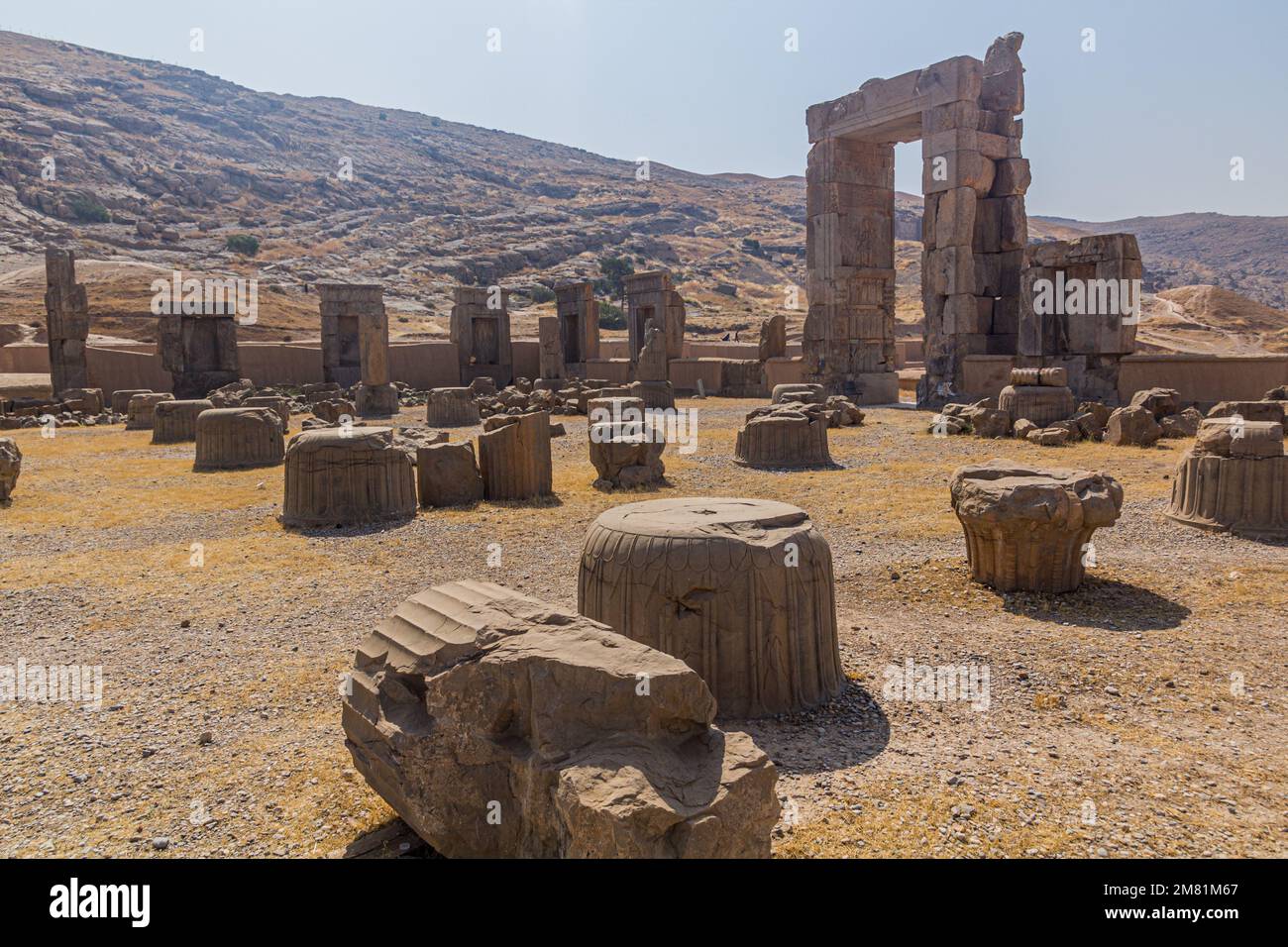 Ruins of the Palace of 100 columns in the ancient Persepolis, Iran ...