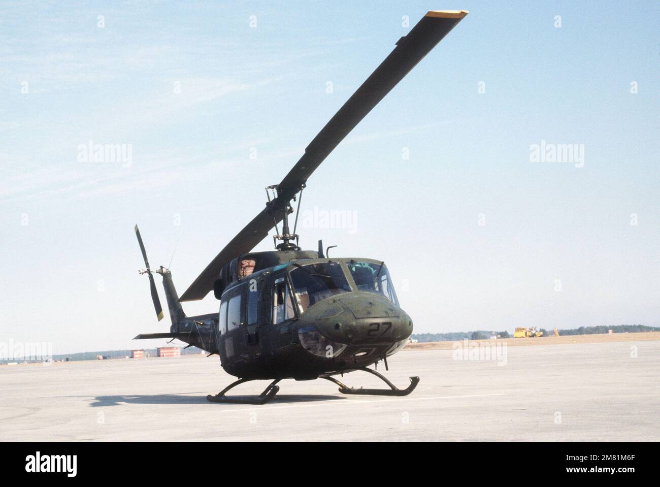 A right front view of a UH-1N Iroquois helicopter from the Marine Light ...