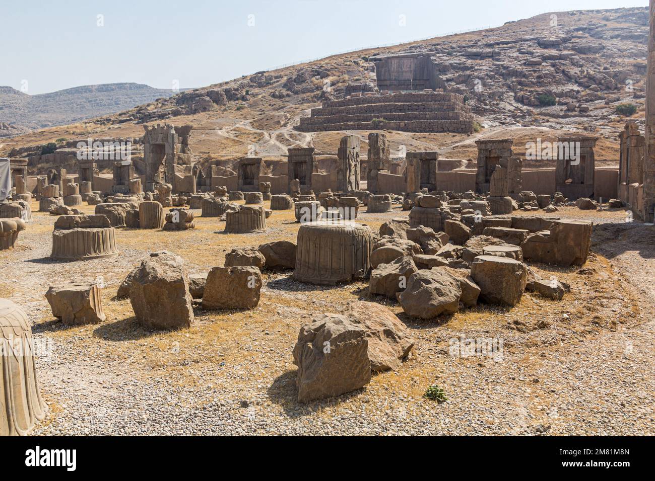 Ruins of the Palace of 100 columns in the ancient Persepolis, Iran ...