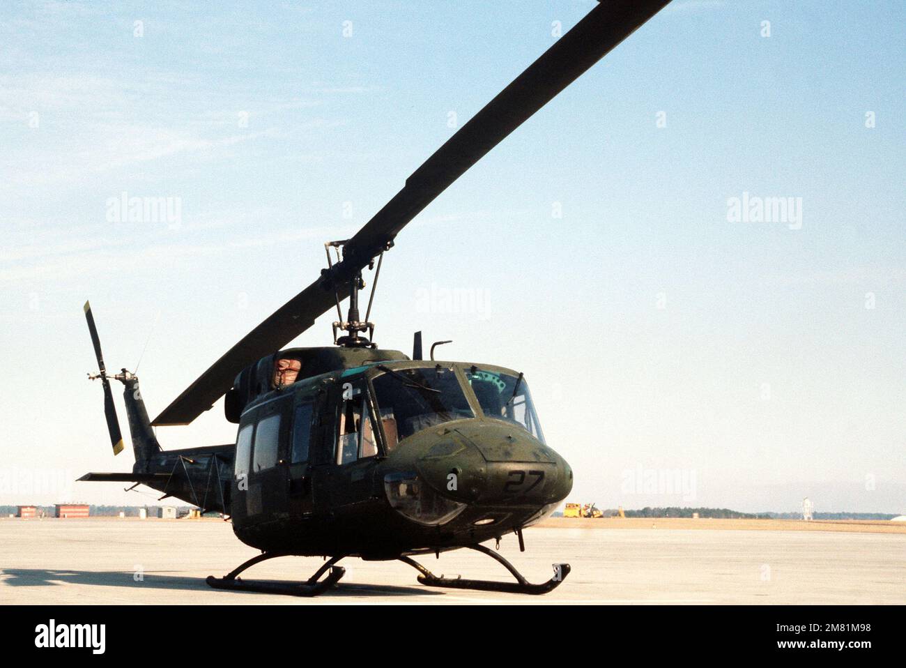 A right front view of a UH-1H Iroquois helicopter from the Marine Light ...