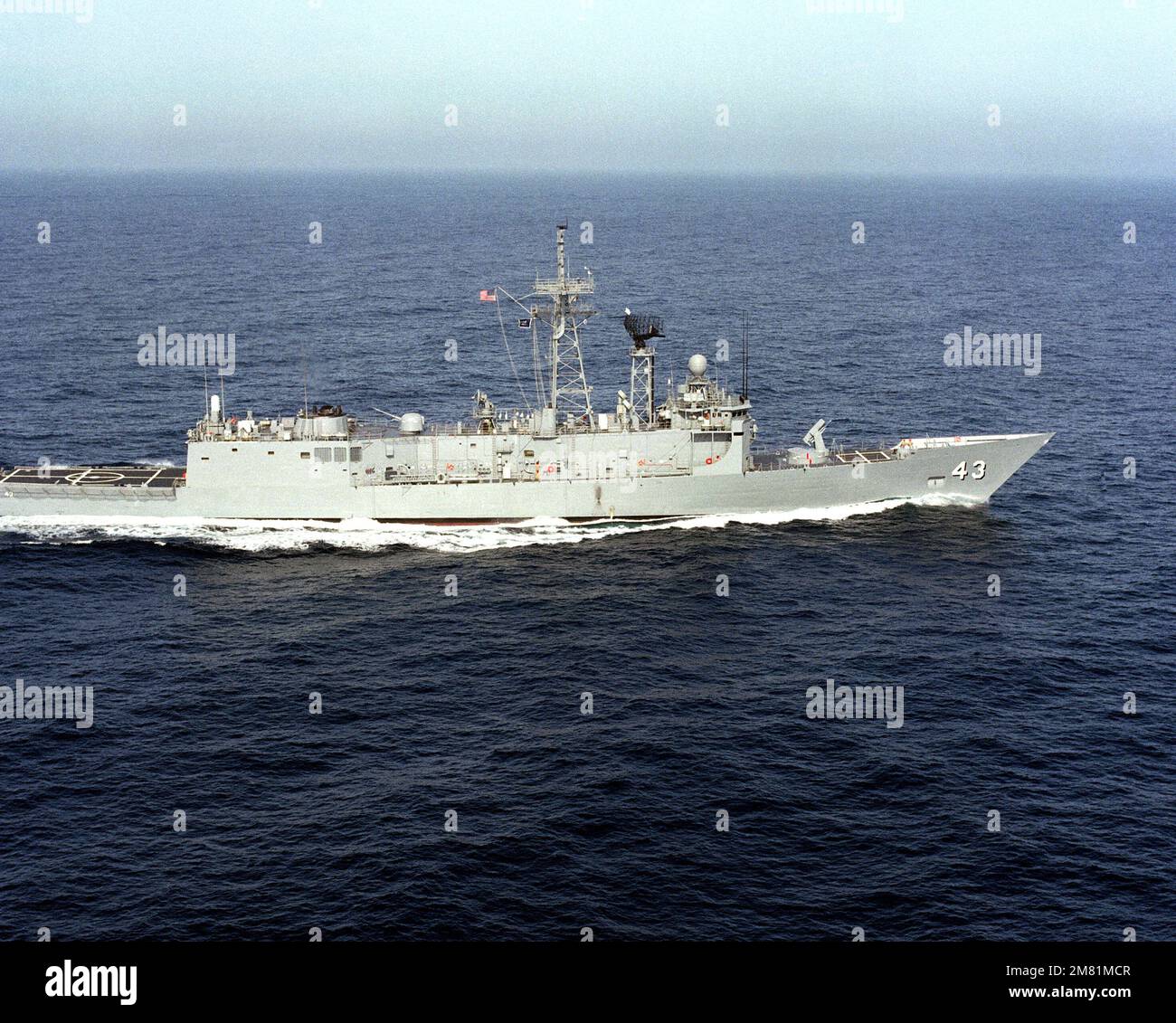 An aerial starboard beam view of the guided missile frigate THACH (FFG ...