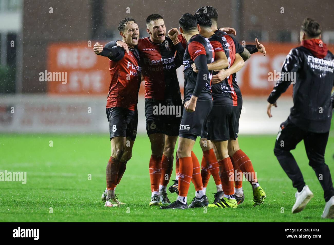 GROESBEEK, NETHERLANDS - JANUARY 11: Robin Janssen (c) of De Treffers ...