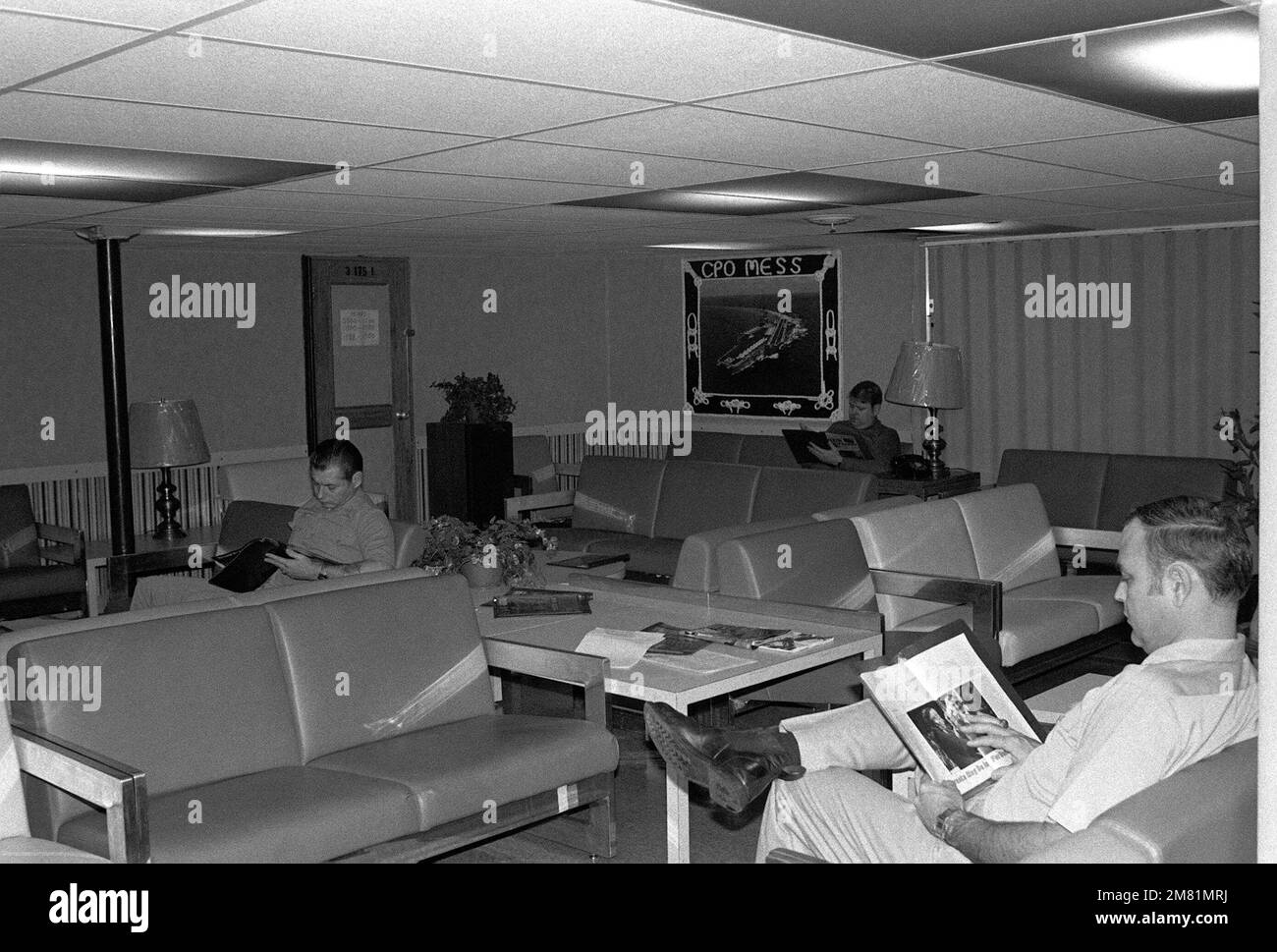 A view of the CHIEF PETTY Officer Mess lounge area aboard the aircraft ...
