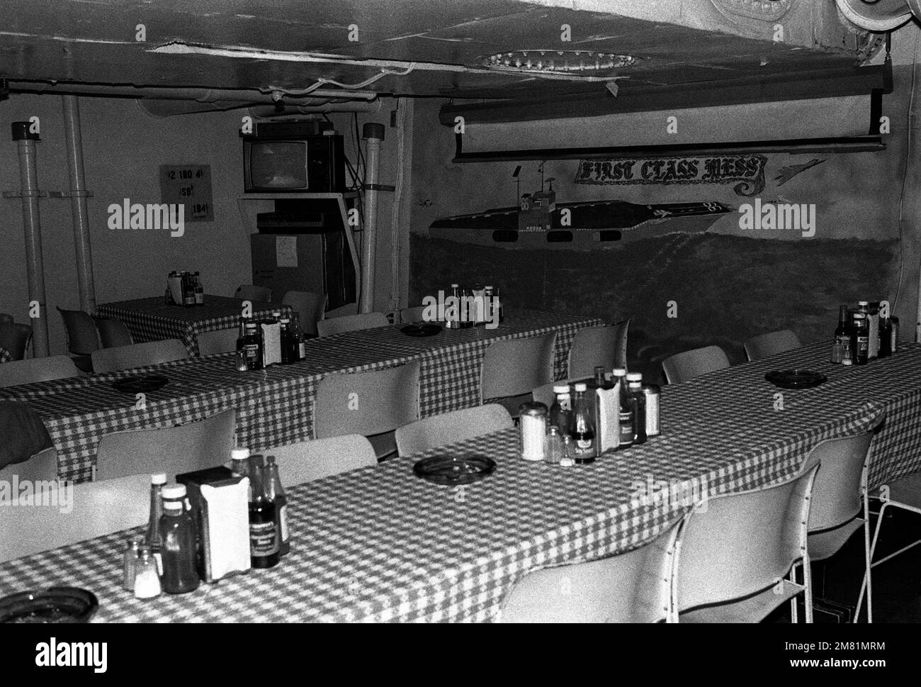 A view of the 1ST class mess area (enlisted) aboard the aircraft ...