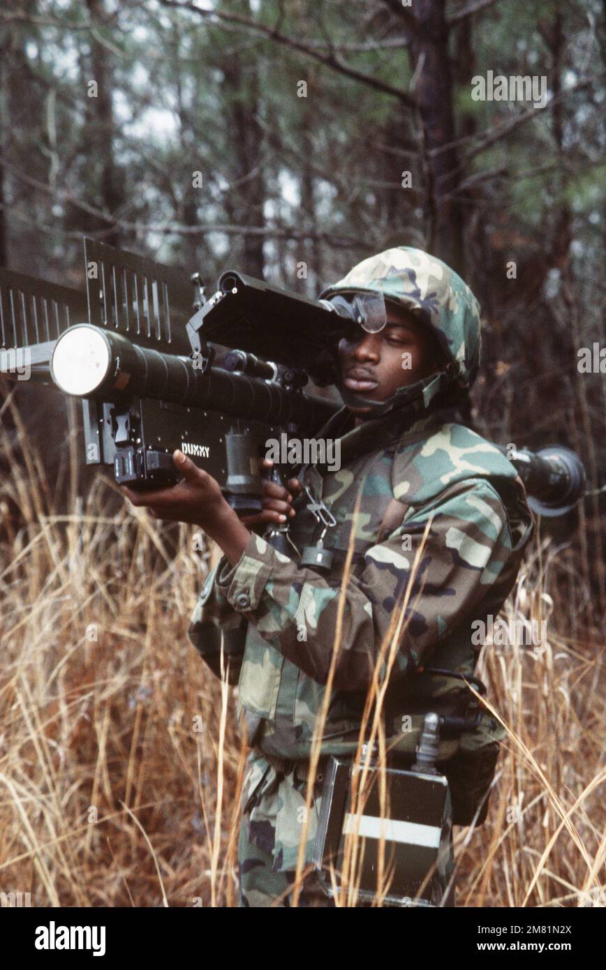 Sergeant David R. Lee demonstrates the Redeye portable anti-aircraft ...