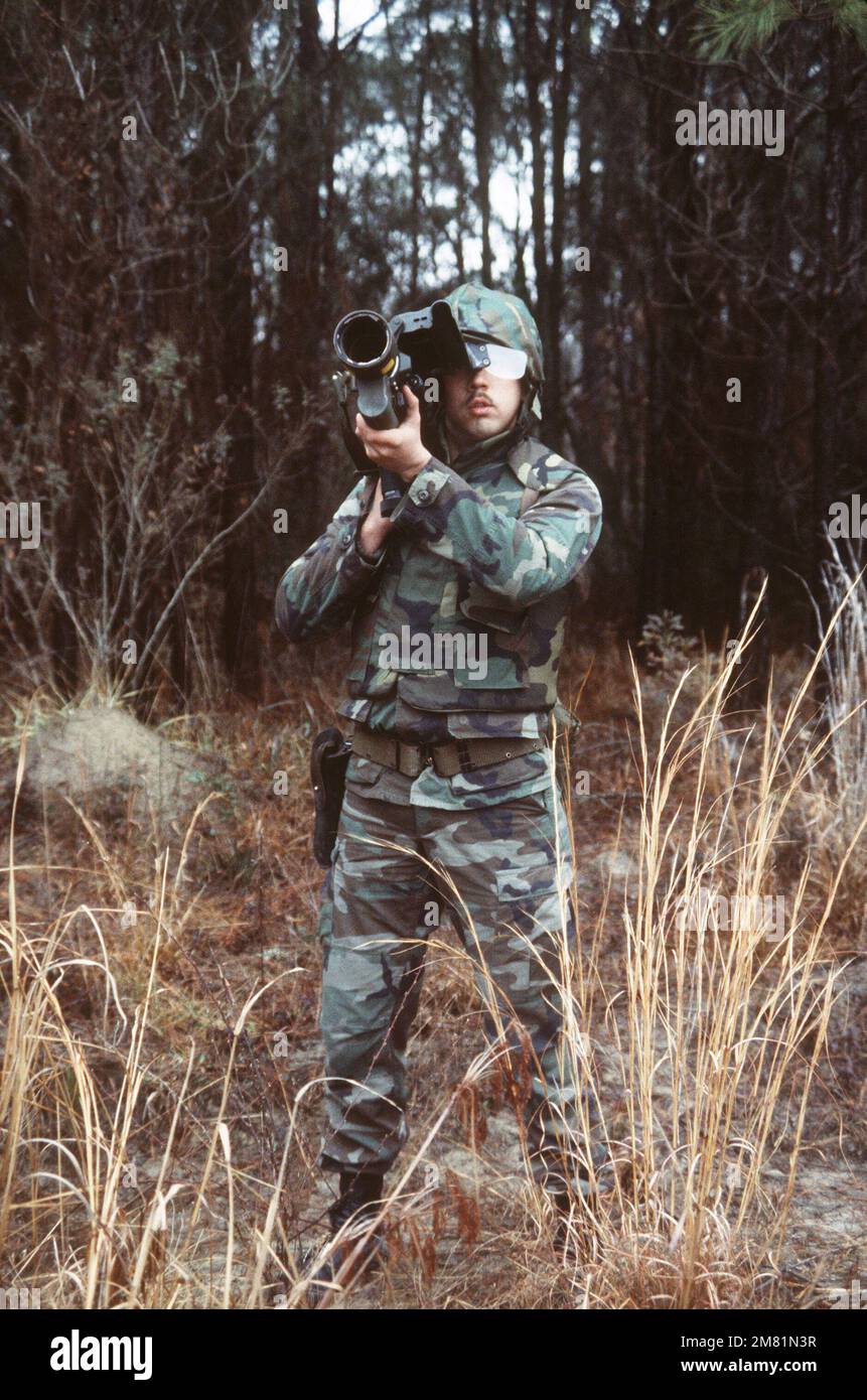 Sergeant J. A. Mitchell demonstrates a Stinger portable anti-aircraft ...