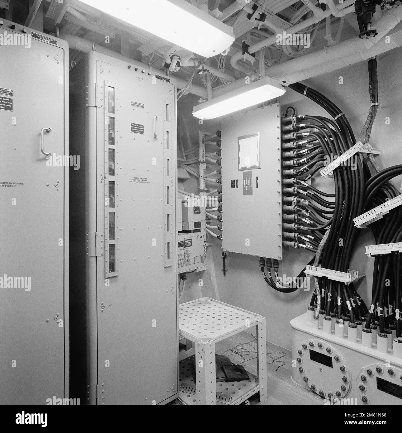 An interior view of the machinery room on the guided missile frigate ...