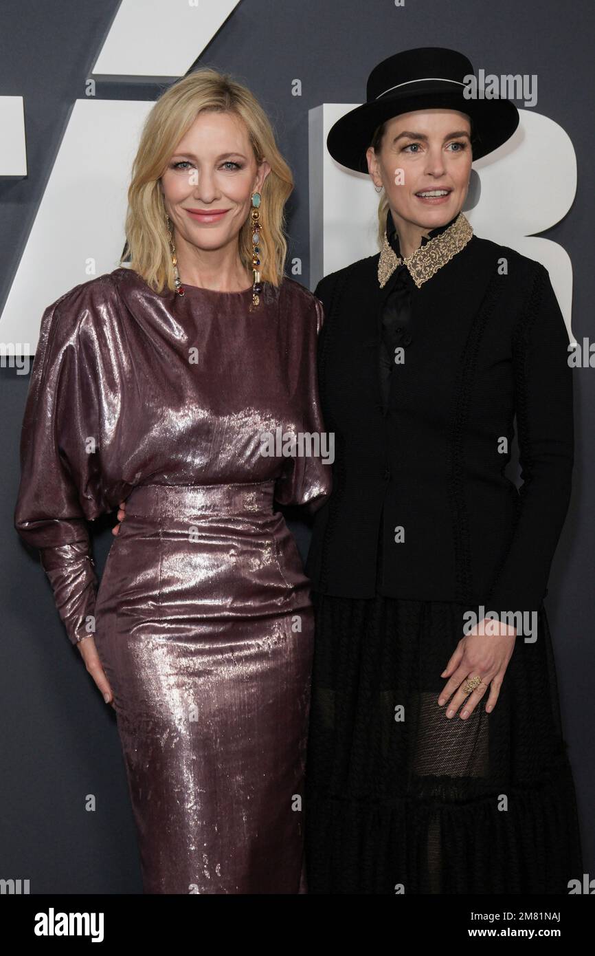 Cate Blanchett, left and Nina Hoss pose for photographers upon arrival at the premiere of the ...