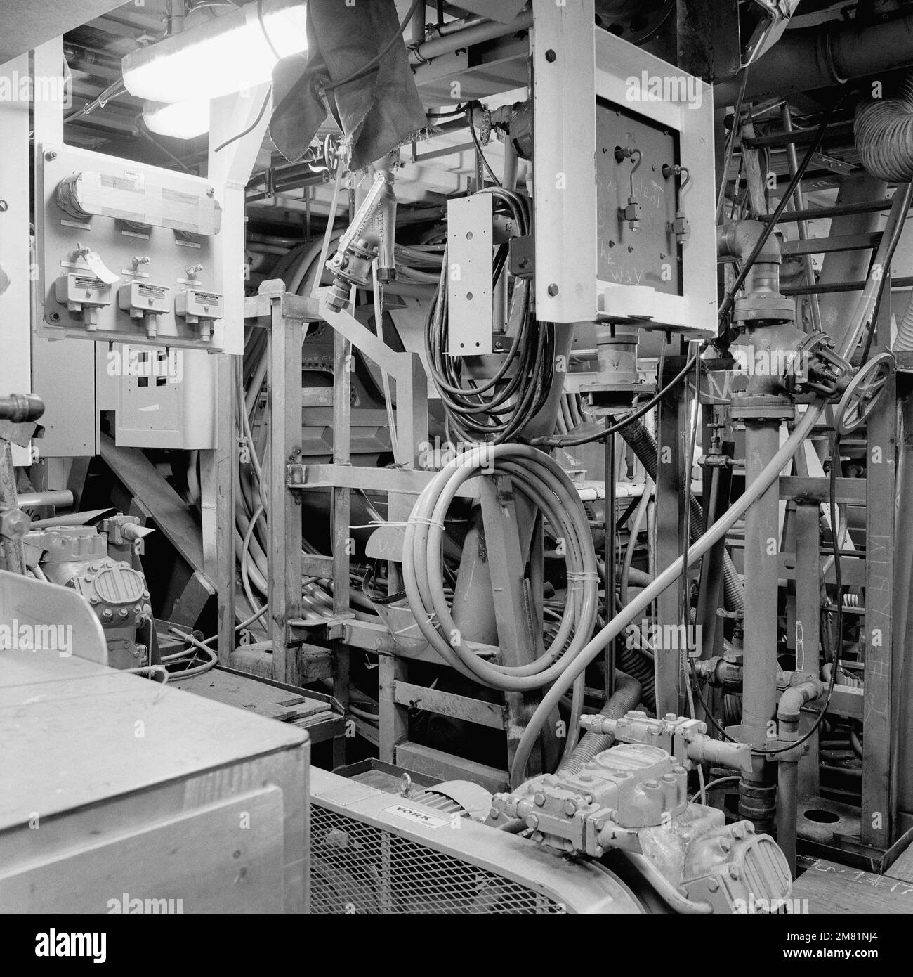 An interior view of auxiliary machine room No. 1 on the guided missile ...