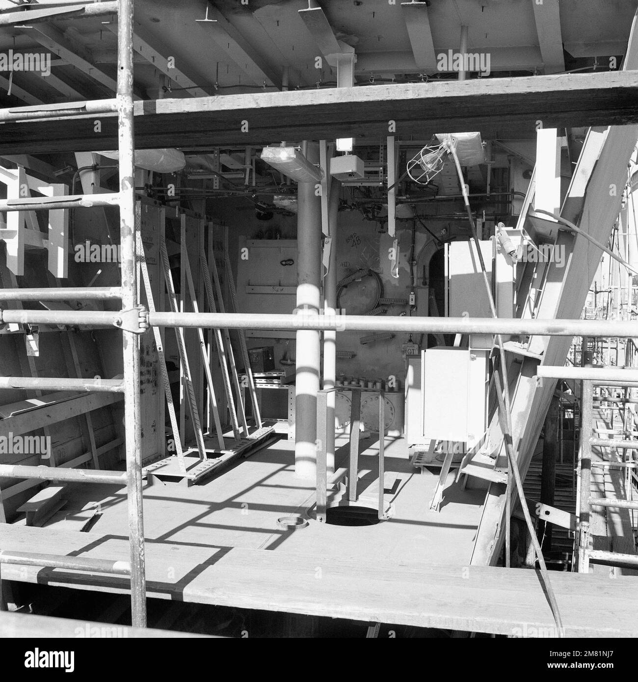 An interior view of the sonar equipment room on the guided missile ...