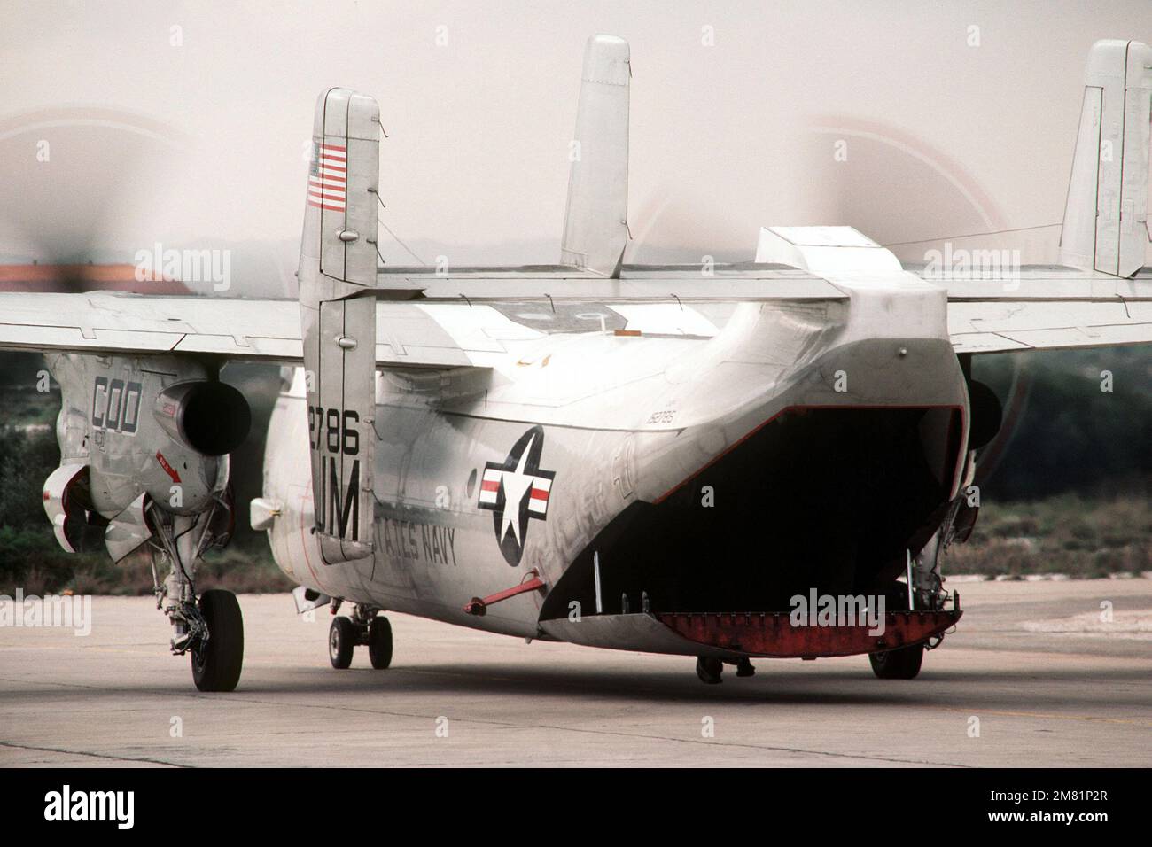A C-2A Greyhound aircraft taxis prior to takeoff on a flight to the ...