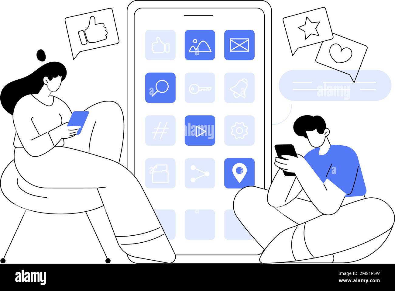 Smartphone addiction abstract concept vector illustration Stock Vector ...