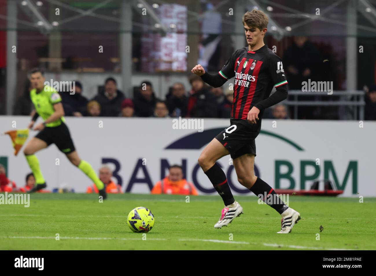 Charles De Ketelaere of AC Milan in action during Coppa Italia 2022/23 ...
