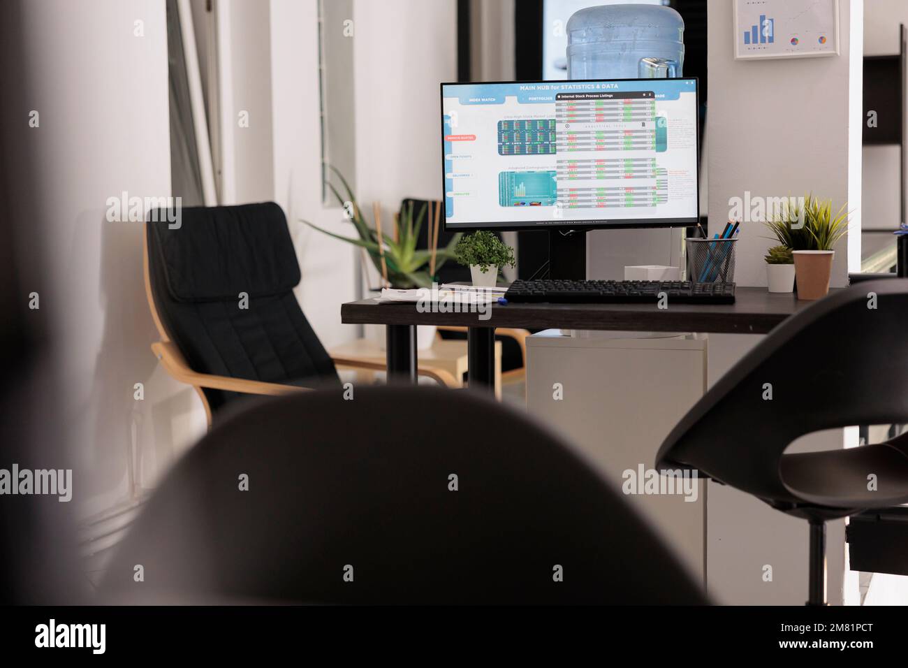 Inside of empty business office with modern design at the end of the ...