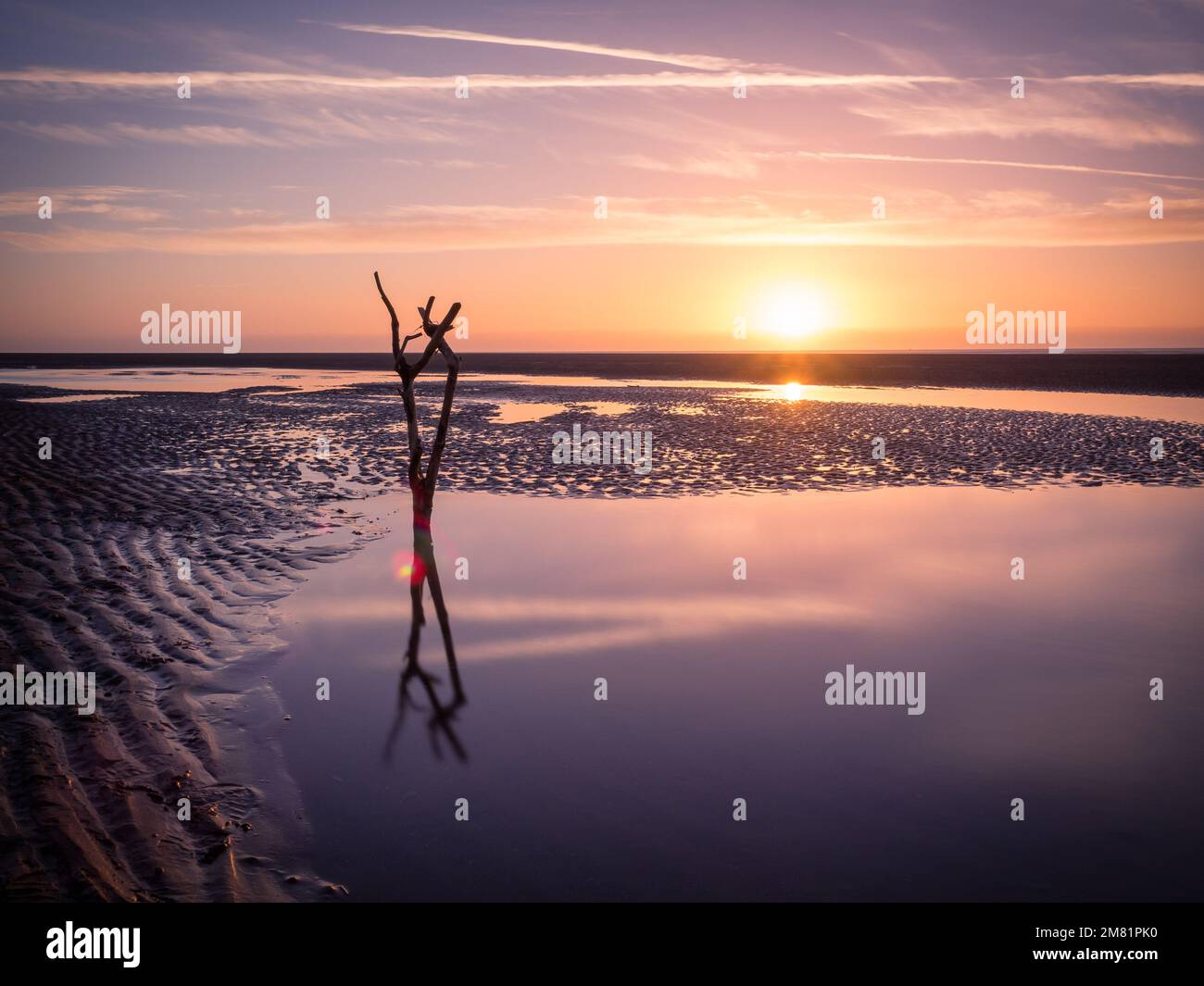 Blackpool Beach Sunset Stock Photo - Alamy